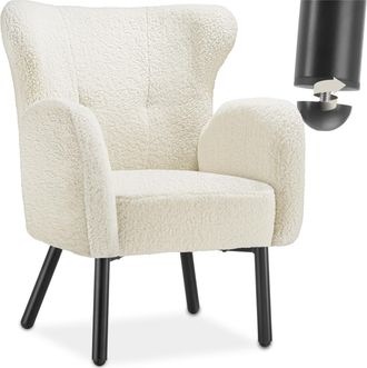 TecTake Sessel Wohnzimmer, Polstersessel Boucl&eacute;, Sessel Teddyfell, Relaxsessel mit Armlehne, Ohrensessel skandinavisch, Lounge Sessel, Lesesessel, Kuschelsess