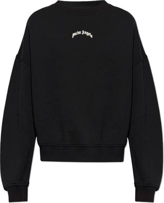 Palm Angels Homme, Sweatshirts et sweats &agrave; capuche, Noir, Taille: 2XL Back Curved Logo Loose SweaT-shirt