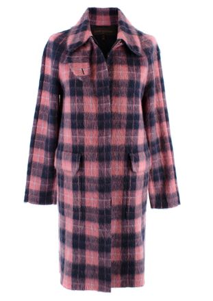 Louis Vuitton Pink & Blue Mohair Single Breasted Coat Size S