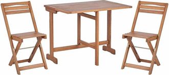 Beliani Bistro Set klappbar LENOLA Akazienholz Braun
