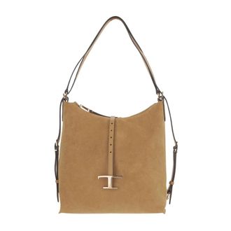 Tod's Wildleder Schultertasche T-Klappverschluss - - Bags - Damen - Braun - ONE SIZE