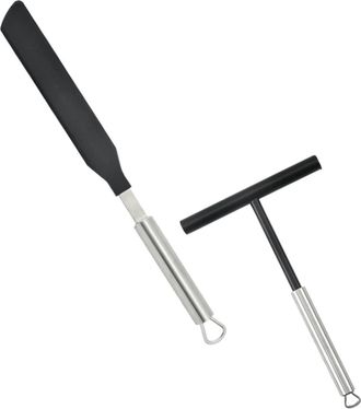 DOITOOL Cr&ecirc;pe-Verteiler Pfannenwender-Set T-F&ouml;rmiger Cr&ecirc;pe-Maker Edelstahl Teigverteiler Cr&ecirc;pe-Spatel Pfannkuchenwender Cr&ecirc;pe-Pfannenmacher-Werkzeug