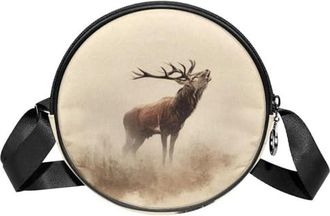 Generic Sac &agrave; bandouli&egrave;re rond pour femme, petit sac &agrave; bandouli&egrave;re vintage avec fermeture &eacute;clair, bretelles r&eacute;glables, sac &agrave; main rond d&eacute;contract&eacute; pour femmes