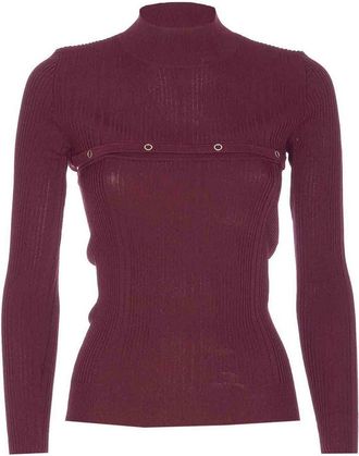 Patrizia Pepe Pull Col Roulé - Rouge Brun