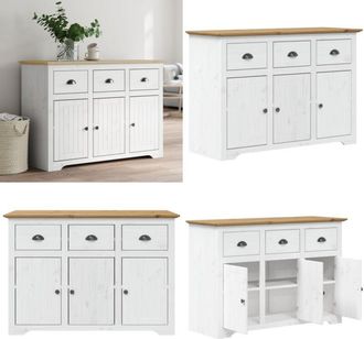 vidaXL Buffet BODO blanc et marron 115,5x44x80 cm bois massif de pin - Buffet - Meuble De Rangement - Mobilier Français - Armoire - Commode - Home & Living