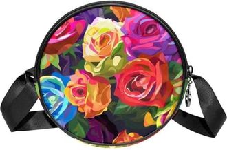Generic Sac &agrave; bandouli&egrave;re rond pour femme, petit sac &agrave; bandouli&egrave;re avec fermeture &eacute;clair, bretelles r&eacute;glables, style d&eacute;contract&eacute;, pour femmes et filles