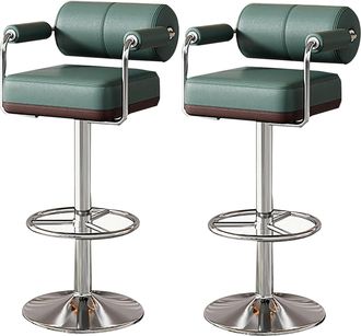 Generic Moderne Quadratische Barhocker Aus Pu-Leder, 2Er-Set, Verstellbare Drehhocker mit R&uuml;ckenlehne, Gepolsterte St&uuml;hle In Tresenh&ouml;he f&uuml;r K&uuml;che, Esszimmer u