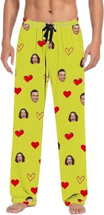 Generic Pantalon de pyjama pour couple - Pour la Saint-Valentin - Imprim&eacute; en 3D - D&eacute;contract&eacute; - Ample - Pour homme, jaune, 3XL