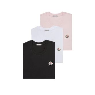 Moncler Moncler Logo Patch Cotton T-shirt (pack Of Three), Women, Multicolour, Size: Xl