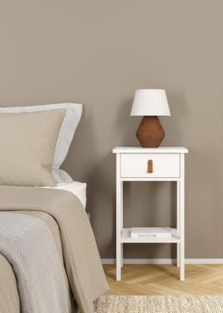 Dmora Nachttisch Maxine, Niedrige Kommode, Tisch, Multifunktionaler Nachttisch, 40x34 h70 cm, Wei&szlig;