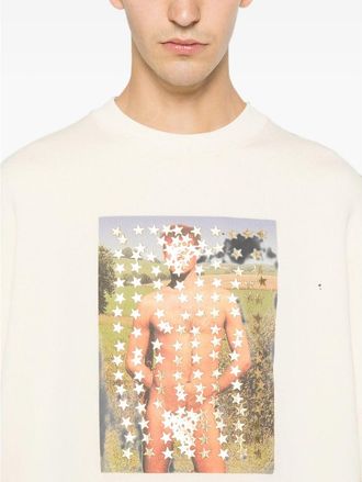 J.W.Anderson Graphic Print with Star Patches Sweatshirt - Beige