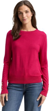 Tom Tailor Damen 1049125 Strickpullover mit Knopf-Details, 38999-Dark Pink, M