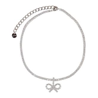 Self Portrait Crystal Bow Tennis Necklace - - Accessories - Damen - Grau - ONE SIZE