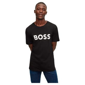 BOSS Herren Thinking 1 T-Shirt aus Baumwoll-Jersey mit gummiertem Logo-Print Schwarz002 M