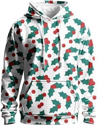 Generic Sweat à capuche de Noël amusant pour homme - Grande taille - Haut à manches longues - Costume de Noël tendance - Cadeau de vacances avec poches, vert 