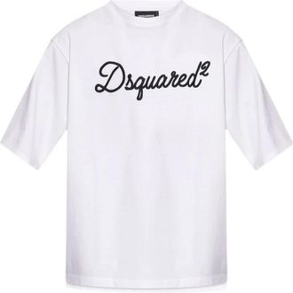 Dsquared2 Homme, Tops, Blanc, Taille: L Logo-Embroidered T-Shirt