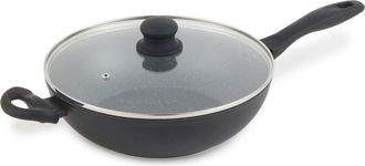 Russell Hobbs RH02812EU7 Metallic Marble Wok - Antihaftpfanne, Familienpfanne sautieren, 28cm große Universal-Kochpfanne, Deckel aus gehärtetem Glas mit Dampfbelüft