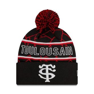 New Era Bonnet &agrave; pompon Stade Toulousain Rugby - Noir et rouge - Bonnet dhiver tricot&eacute; avec pompon, Noir, Taille unique