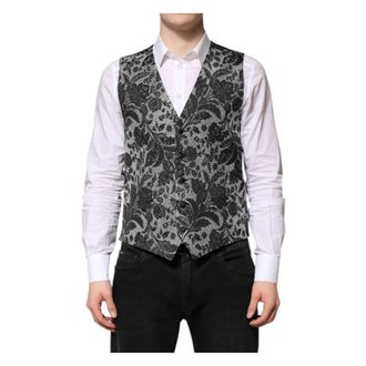 Dolce & Gabbana Single Breasted Brocade Waistcoat - - Suits - Herren - Grau - M