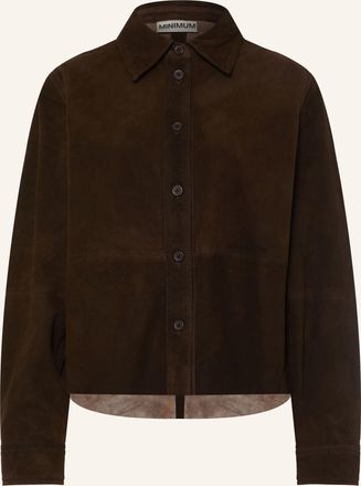 Minimum Leder-Overshirt Lucia braun