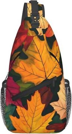 Generic Sacoche Homme Bandouliere Feuilles dautomne color&eacute;es et abondantes Durable Sacs Poitrine Multifonction Sling Sac &agrave; Dos pour &eacute;cole Femme Camping