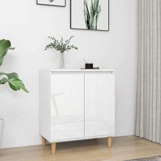 vidaXL Vidaxl - Cr&eacute;denza avec 2 pieds en bois l&eacute;gers &eacute;l&eacute;gants disponibles diff&eacute;rentes couleurs Couleur : Blanc brillant