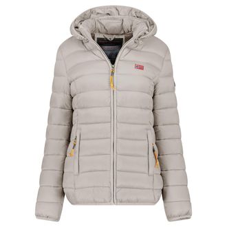 Geographical Norway Atikolor Hood - leichte Daunenjacke f&uuml;r Damen mit Kapuze - Steppjacke warm Zwischensaison - Urban Style - Taschen mit Rei&szlig;verschluss - besticktes Abze