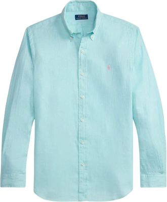 Polo Ralph Lauren Homme, Chemises, Vert, Taille: L Linen Shirt