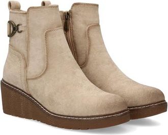 Shoes & Blues Bottine pour femme avec berceau confortable à porter au quotidien. Ornement métallique latéral avec étrier, fermeture intérieure à glissière., beige, 