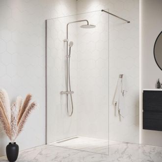 Badplaats Badplaats - Duschwand Florida 100 x 200cm Glas Duschabtrennung Chrom - Walk