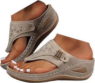 Generic Sandales orthop&eacute;diques compens&eacute;es pour femme - Tongs antid&eacute;rapantes avec soutien de la vo&ucirc;te plantaire - Chaussures de mariage &agrave; enfiler - Bout ouvert