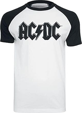 AC/DC Logo Noir Homme T-Shirt Manches Courtes Blanc/Noir 3XL 100% Coton Regular/Coupe Standard