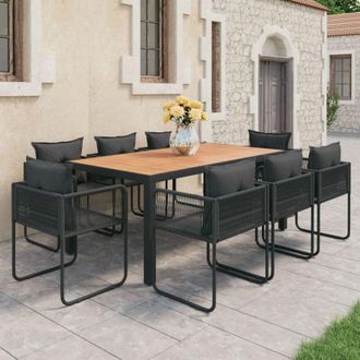 vidaXL Vidaxl - Ensemble &agrave; manger de jardin 9pcs pvc r&eacute;sine tress&eacute;e noir marron