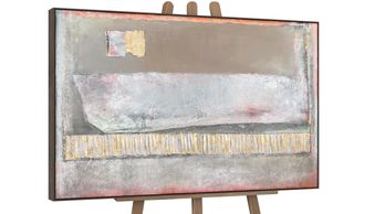 Yohji Yamamoto Art Luxus Abstrakt Acryl Gem&auml;lde auf Leinwand Accent handgemalt Wandbilder Wohnzimmer modern Wohndekor Design Gold grau rot Bild echtes Kunstwerk 120x