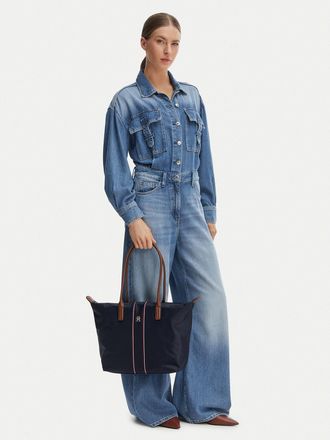 Tommy Hilfiger Handtasche Tommy Hilfiger Popette Tote Corp AW0AW17706 Dunkelblau