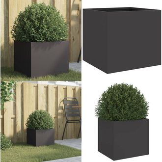 vidaXL Jardini&egrave;re noir 32x30x29 cm acier - Jardinier Noire - Pot De Fleurs Ext&eacute;rieur - Bac &Agrave; Fleurs - Lit Sur&eacute;lev&eacute; - Acier Inoxydable - Home & Living