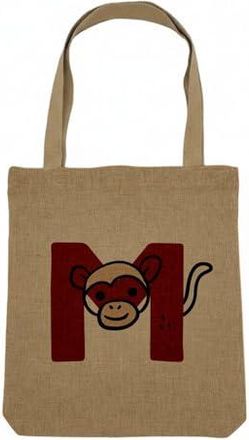 Fabulous Sac Shopping Tote Bag Aspect Lin - M like Monkey Letter First Name Animals Drawing Child - Sac de Courses Toile Epaisse 360g Beige Naturel Cabas Port&eacute;
