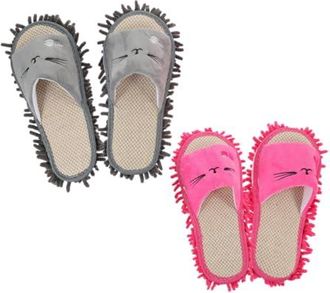 IFUNDOM 2 paires Pantoufles de Nettoyage Chenille Amovibles et Lavables Chaussures Vadrouille Silencieuses pour Sol Pantoufles Paresseux Pratiques pour Maison