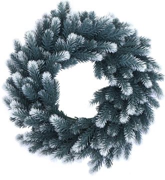 Mendler K&uuml;nstlicher Kranz HWC-O98, T&uuml;rkranz Tischkranz, Deko k&uuml;nstlich &Oslash; 45cm - Tanne mit Schnee