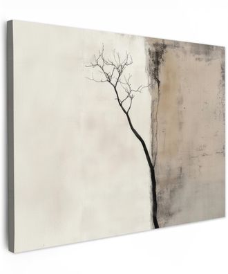 MuchoWow &copy; Leinwand 70x50 cm Deko Schlafzimmer Aesthetic Leinwandbilder Wohnzimmer Gem&auml;lde Foto Geschenk Living Room Decoration Wabi-Sabi - Pflanze - Beige