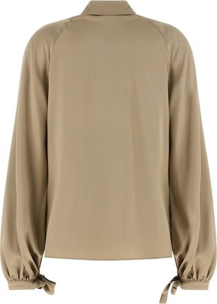 Max Mara Pure Silk Satin Shirt - Beige
