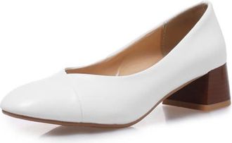 Generic Escarpins carrés Classiques pour Femme - Talon Bloc 4.5cm Effet Bois, Dessus à Panneaux au Design inspiré, idéal pour Bureau et Occasions Formelles, T