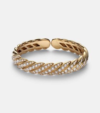 David Yurman Armreif Sculpted Cable Flex aus 18kt Gelbgold mit Diamanten