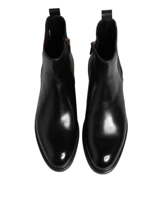 Dolce & Gabbana Mens Black Chelsea Leather Mid Calf Boots Shoes Polyester Elastane