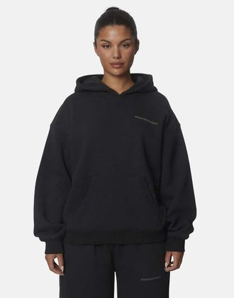 Good For Nothing Oversize-Hoodie aus gewaschener Baumwollfleece in Schwarz