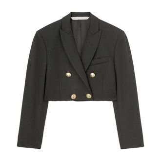 Palm Angels Cropped Double-Breasted Blazer - - Jackets - Damen - Schwarzk - S