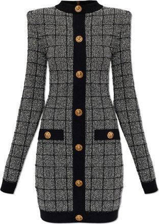 Balmain Femme, Robes, Noir, Taille: 34 FR Robe en tweed avec fil de lurex