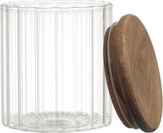 The Home Deco Factory Cook Concept, KA0377, Transparent Glass Storage jar with Acacia lid, modern and Practical Design, ideal for Food and Various Objects, 50 cl, Natural