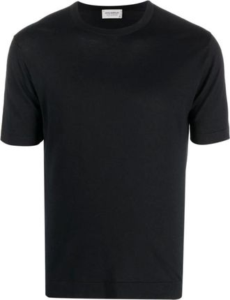 John Smedley Homme, Tops, Noir, Taille: L T-shirt en Coton Noir Col Rond