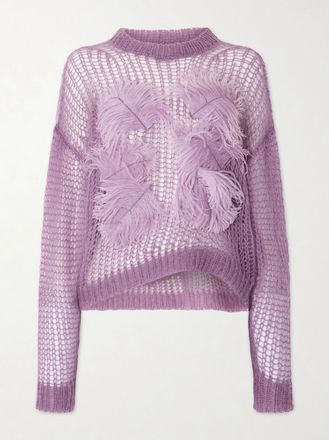 The Attico Pull En Mohair M&eacute;lang&eacute; &Agrave; Mailles Ajour&eacute;es Et &Agrave; Plumes - Violet